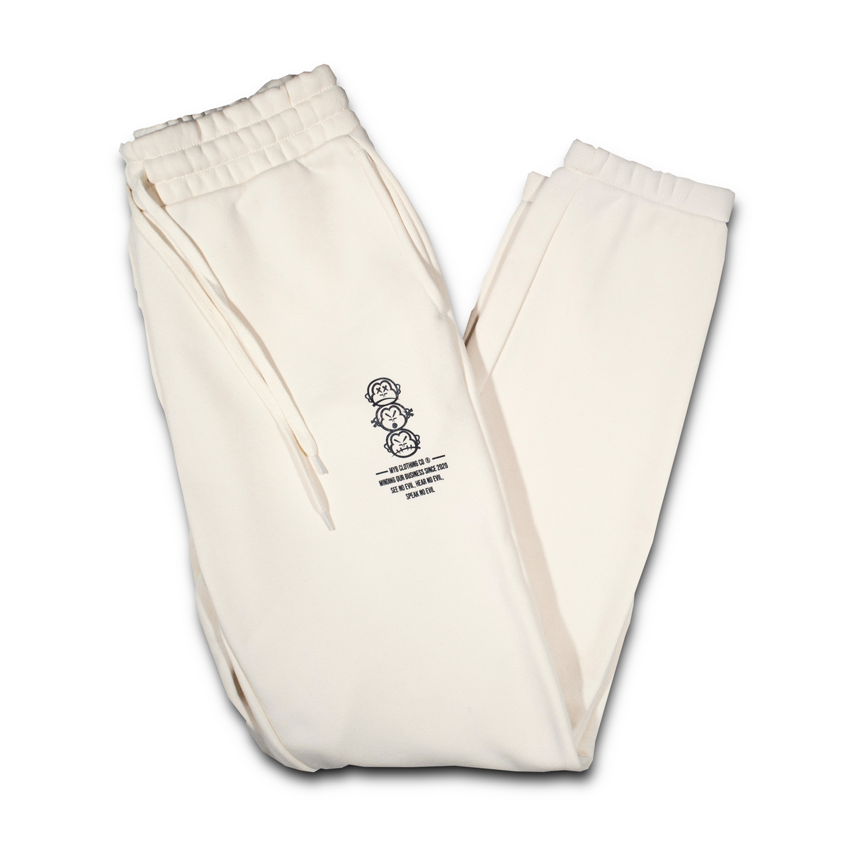 Cream Joggers with with Black Mini Logo Print – MYB Clothing Co