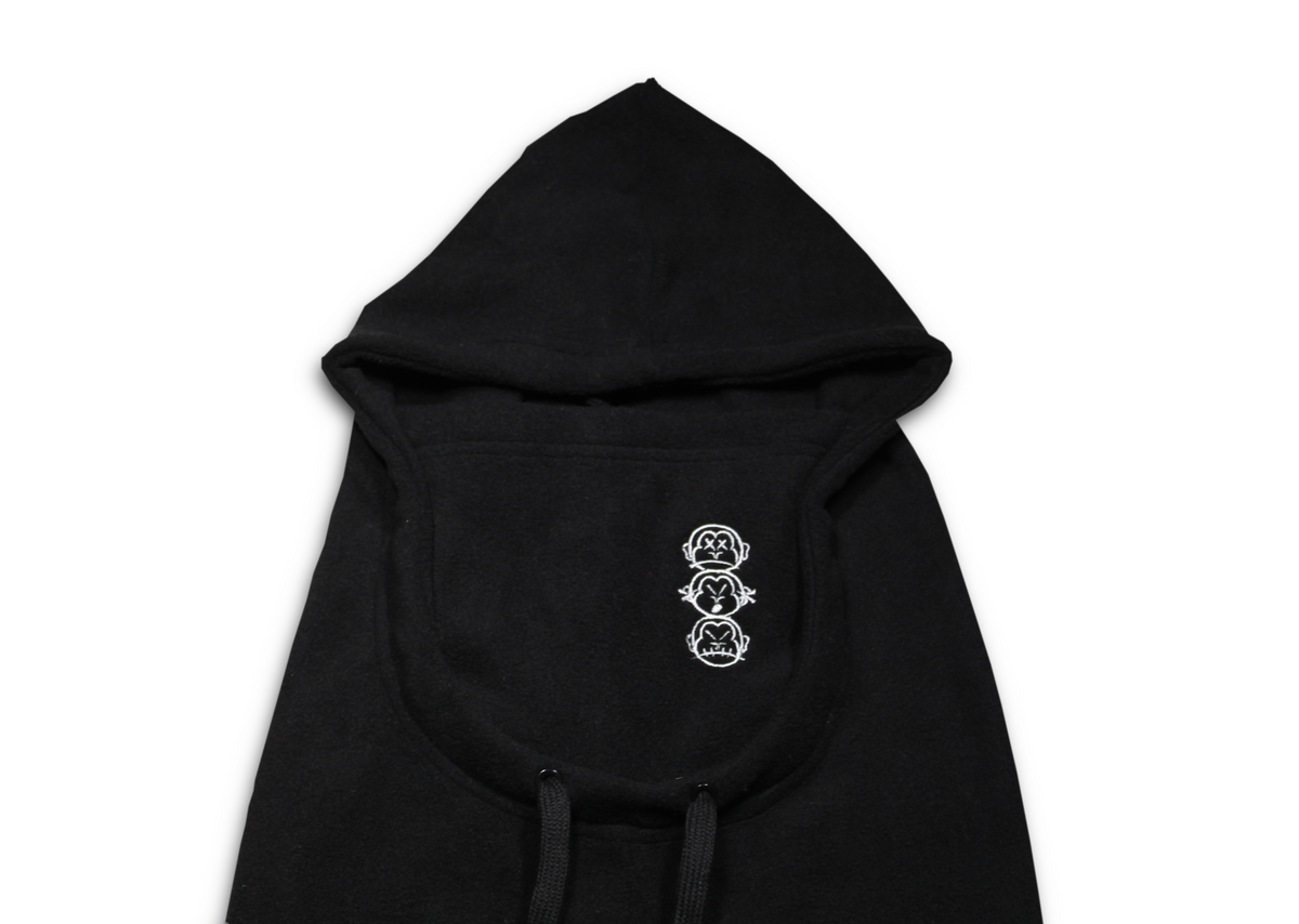 Hooded Bally Mask with 'Three Wise Monkeys' Embroidery – MYB Clothing Co